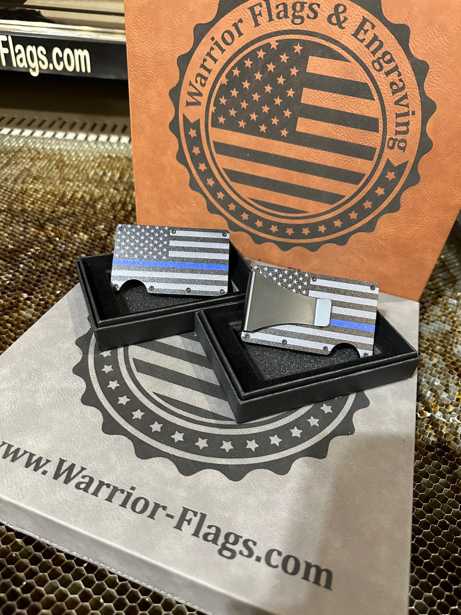 Thin Blue Line American Flag Minimalist Wallet – Warrior Flags And ...