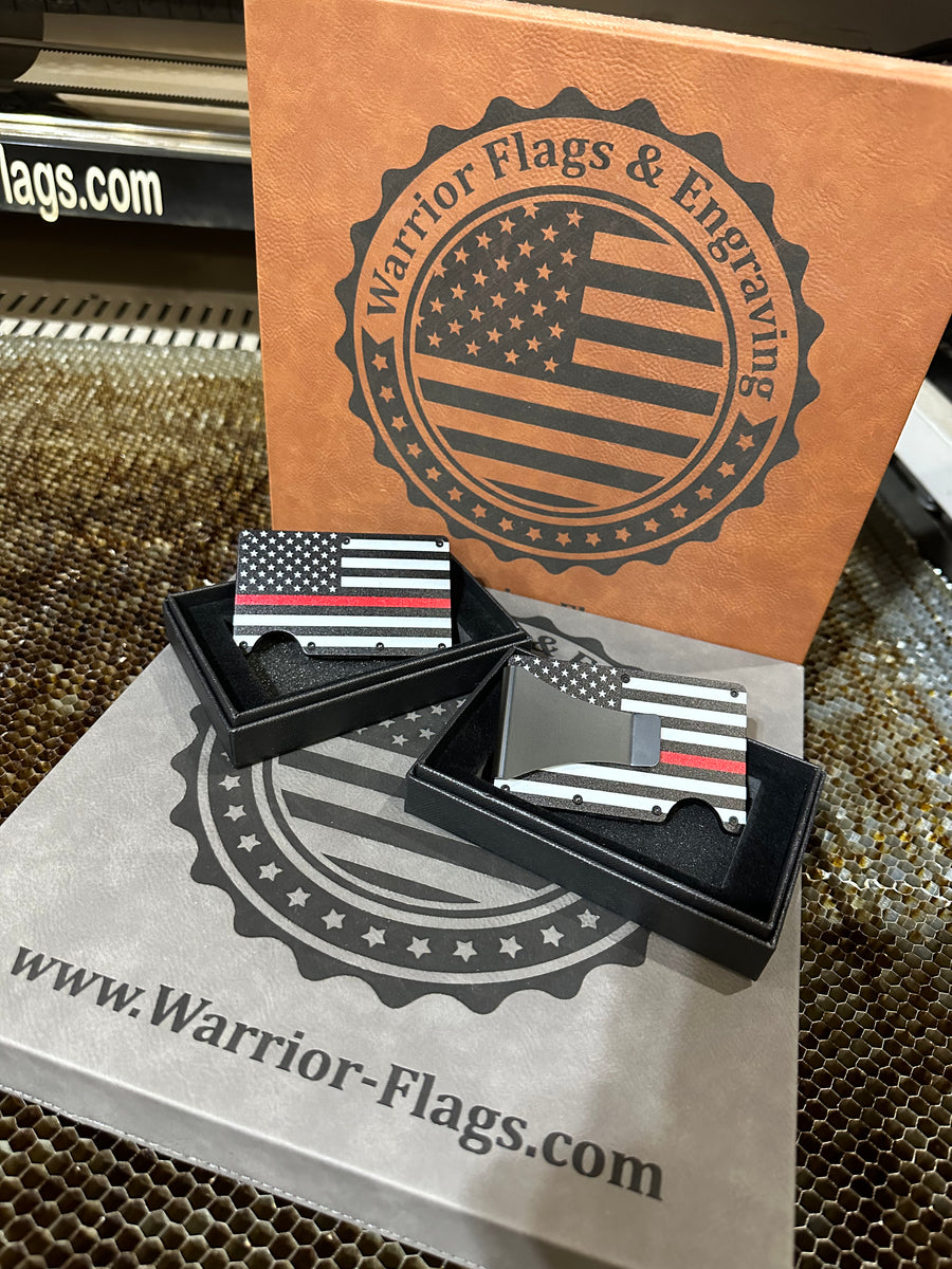 Thin Red Line American Flag Minimalist Wallet – Warrior Flags And Engraving