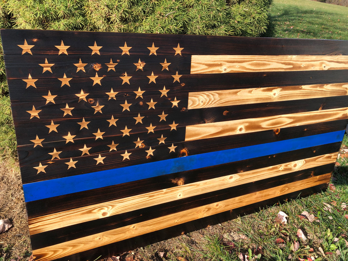 Thin Blue Line Warrior Flag – Warrior Flags And Engraving